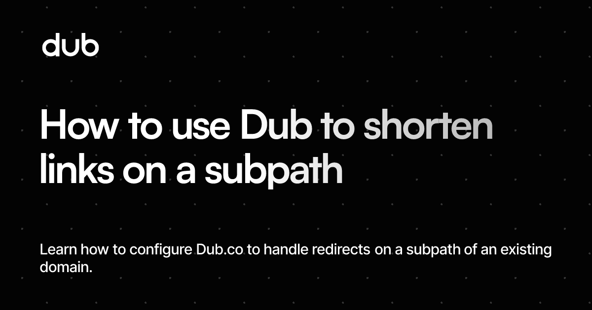 How to use Dub to shorten links on a subpath | Dub